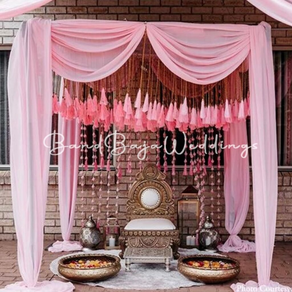 Dreamy Pink Bridal Function Decoration - Band Baja Weddings