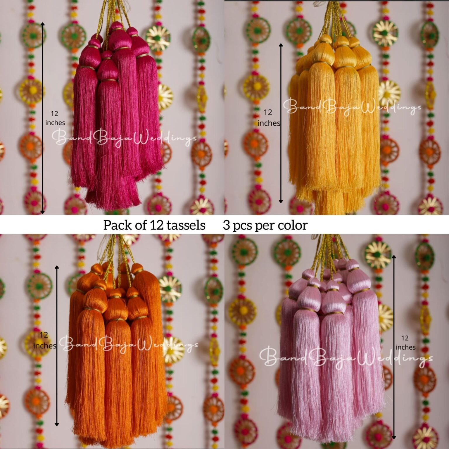 Silk thread tassels Decoration (Pack of 12 tassels ,12 inches long ...
