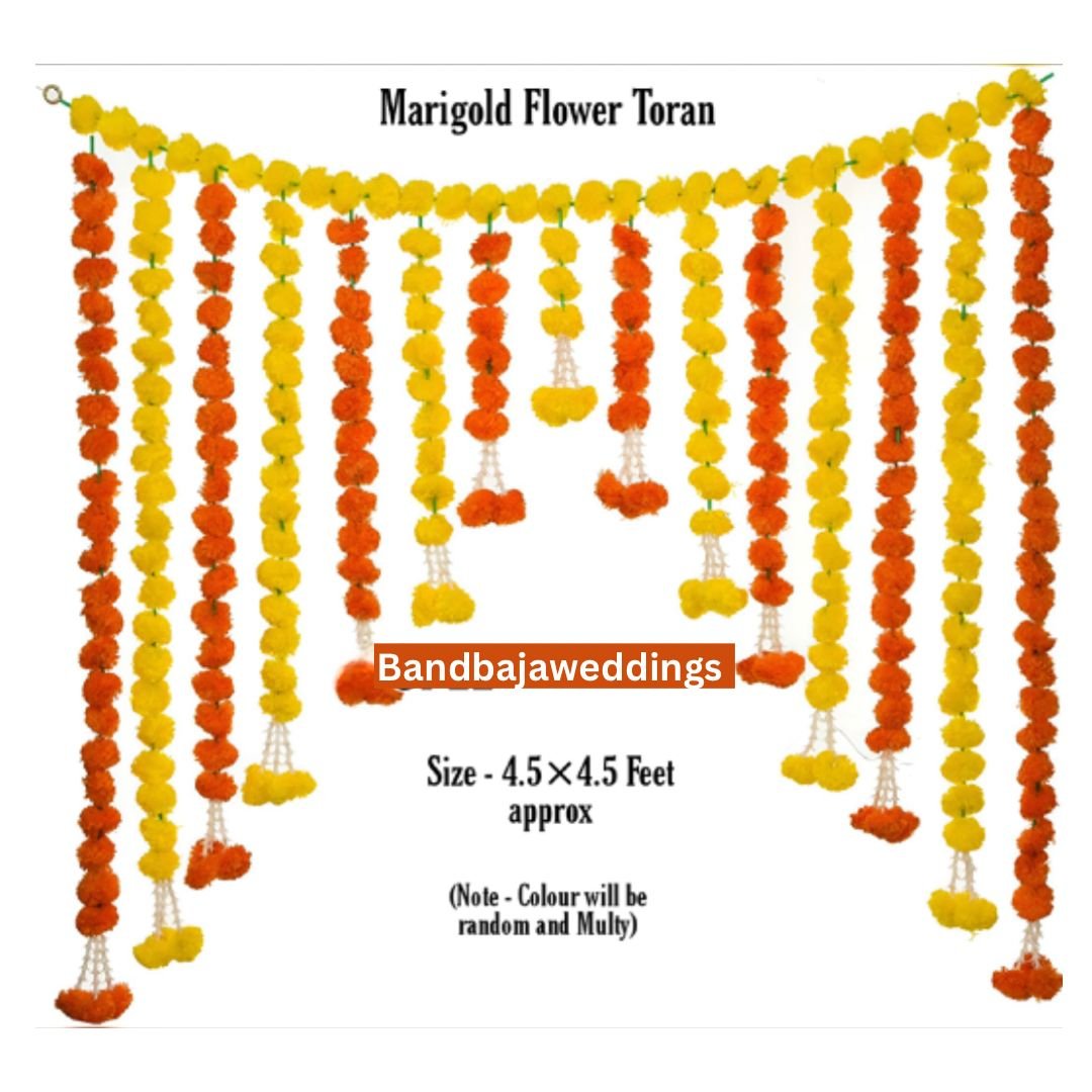 Readymade marigold flower backdrop - Band Baja Weddings