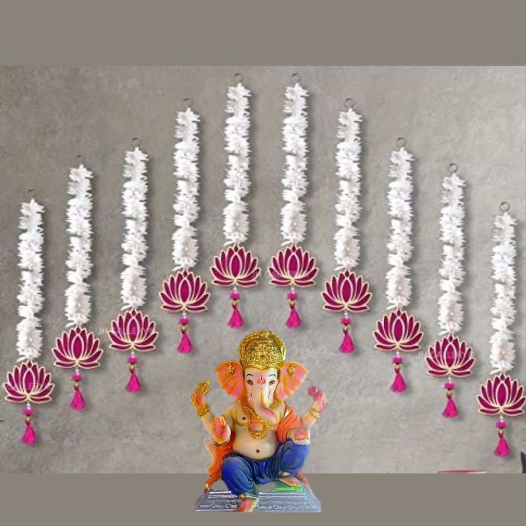 Jasmine and lotus backdrop decoration hangings (Pack of 10 hangings ...