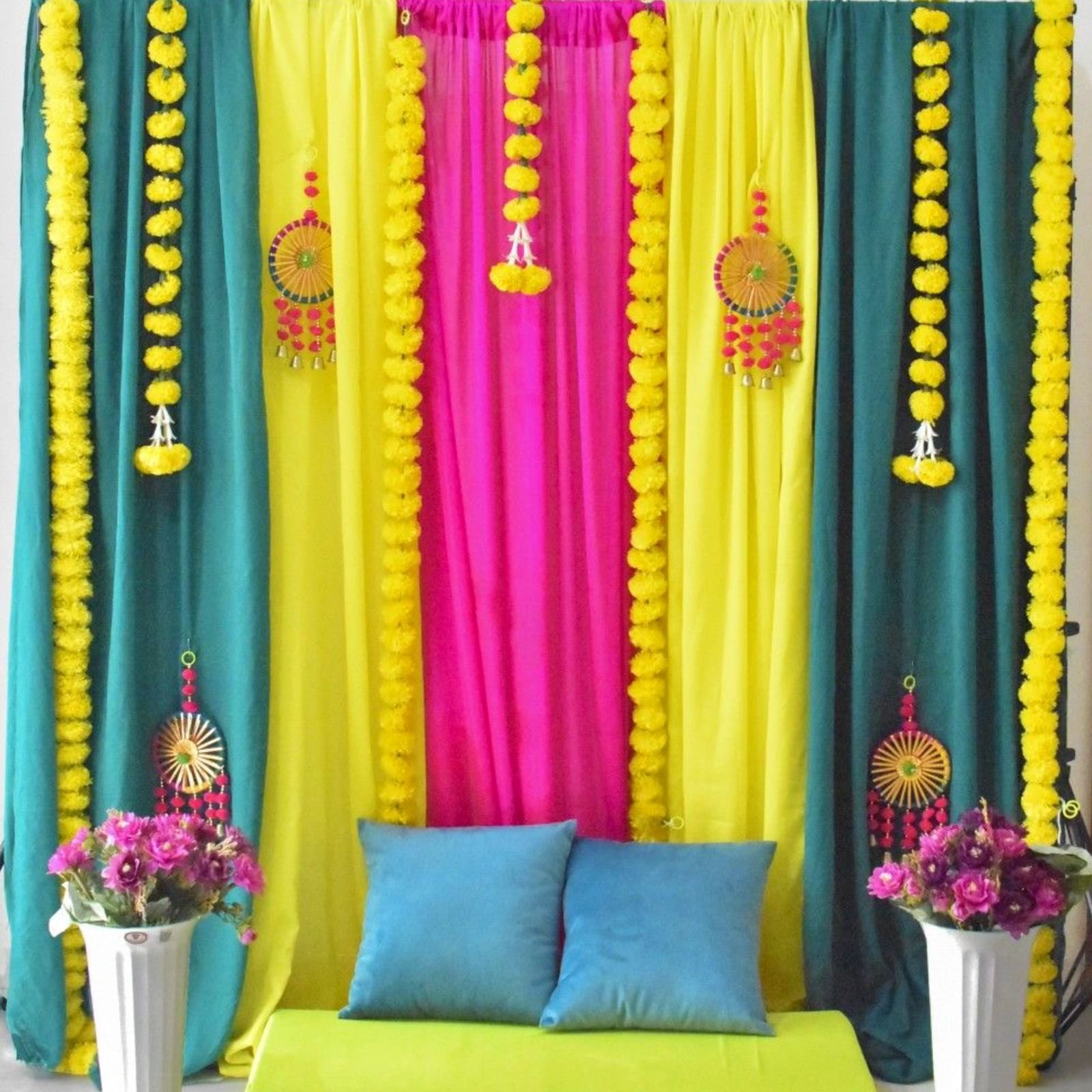 Mehndi backdrop Full set backdrop curtain +Props - Band Baja Weddings