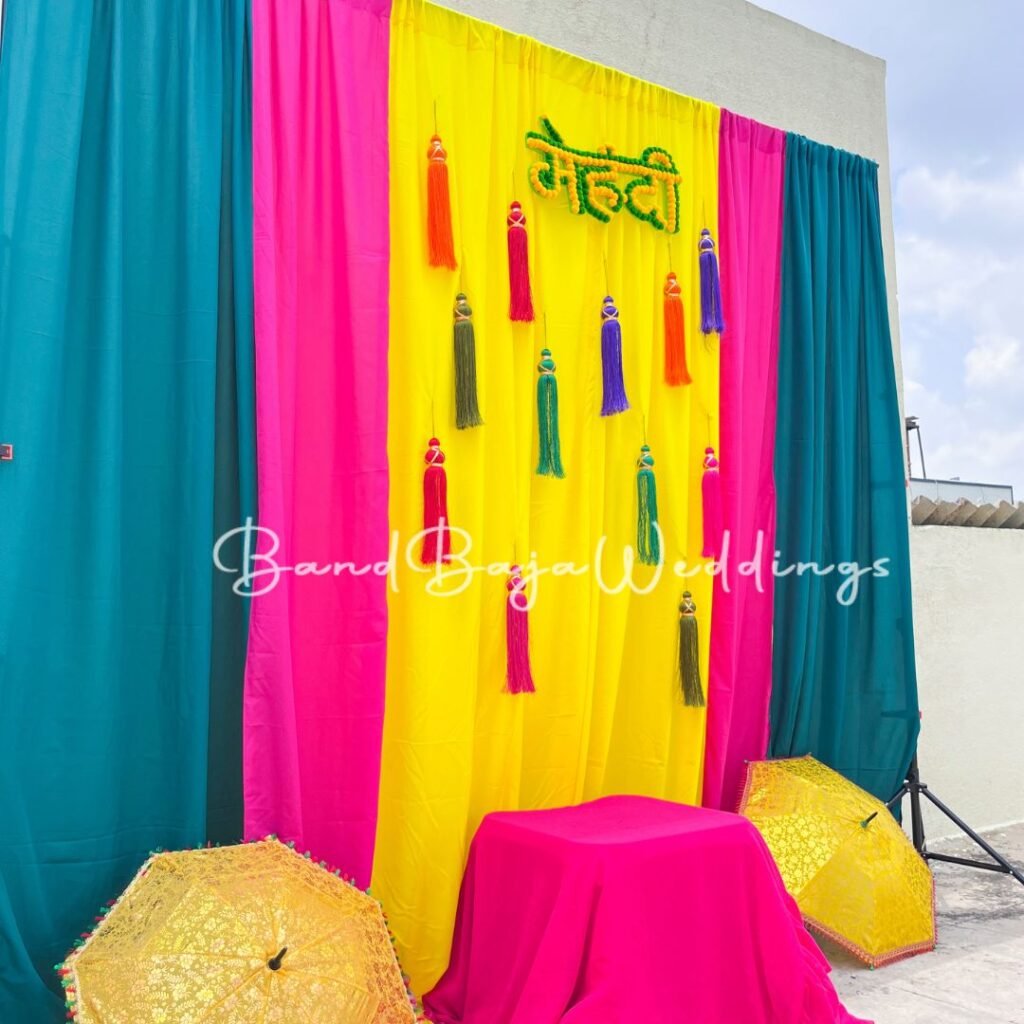 Complete mehndi tassels backdrop - Band Baja Weddings