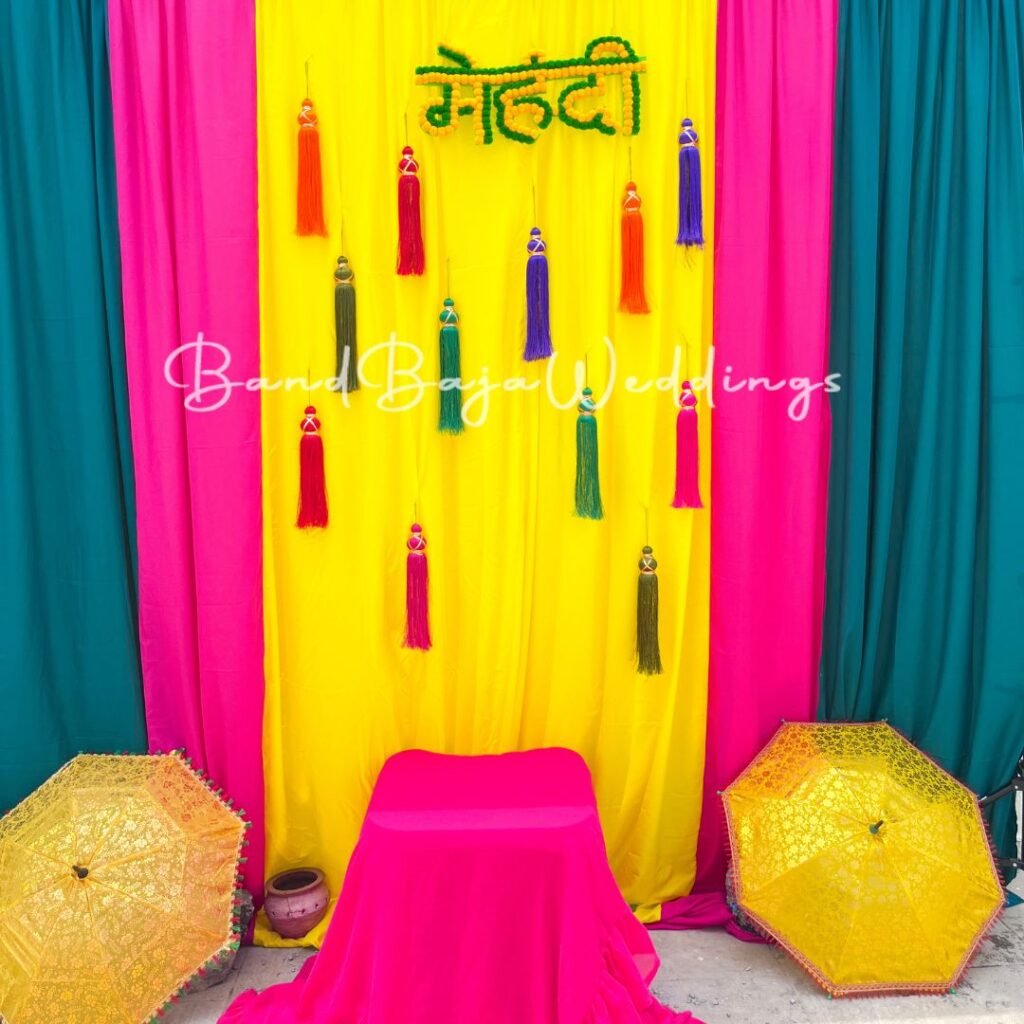 Complete mehndi tassels backdrop - Band Baja Weddings