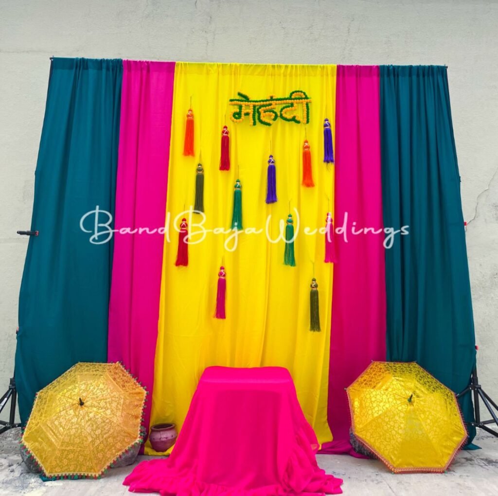 Complete mehndi tassels backdrop - Band Baja Weddings